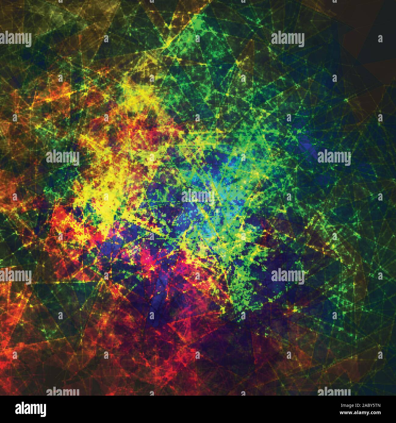 Abstract polygonal colorful background with connected dots and lines, connection structure ...
