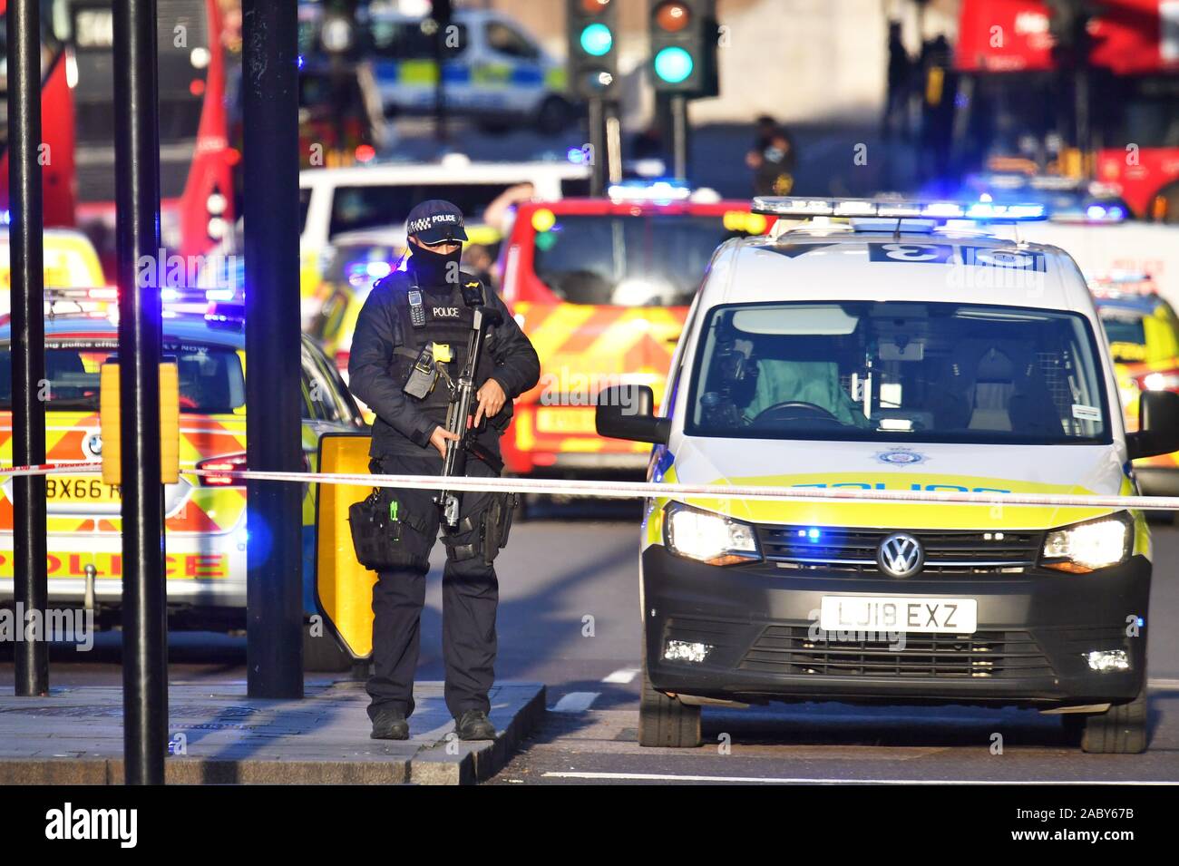 Armed police at the scene of an incident on London Bridge in central ...