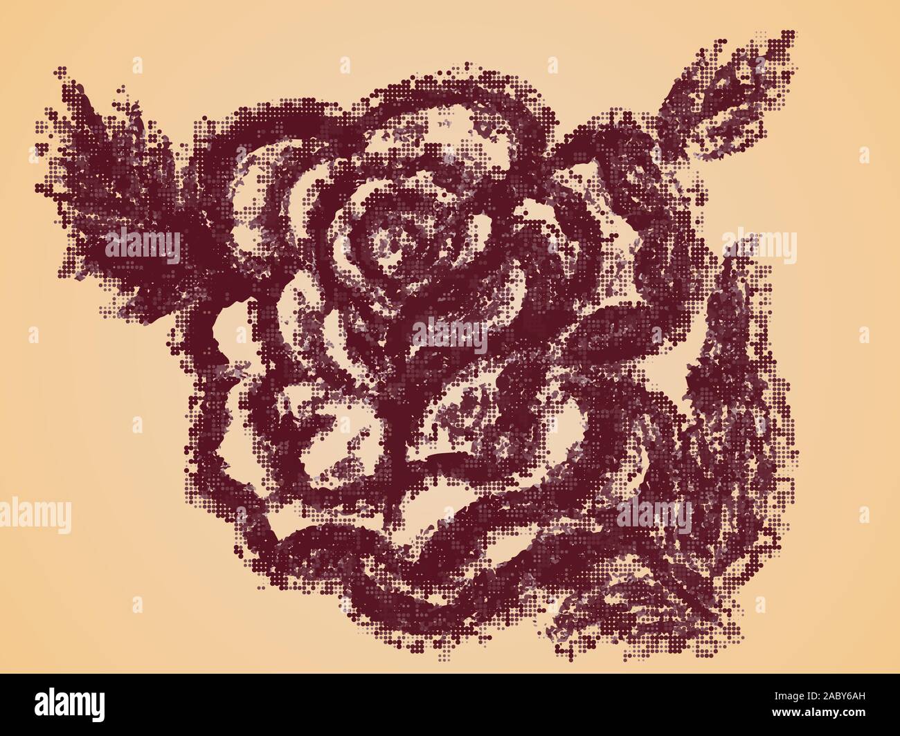 Grunge decorative sketch of a rose with leaves Stock Vector Image & Art ...