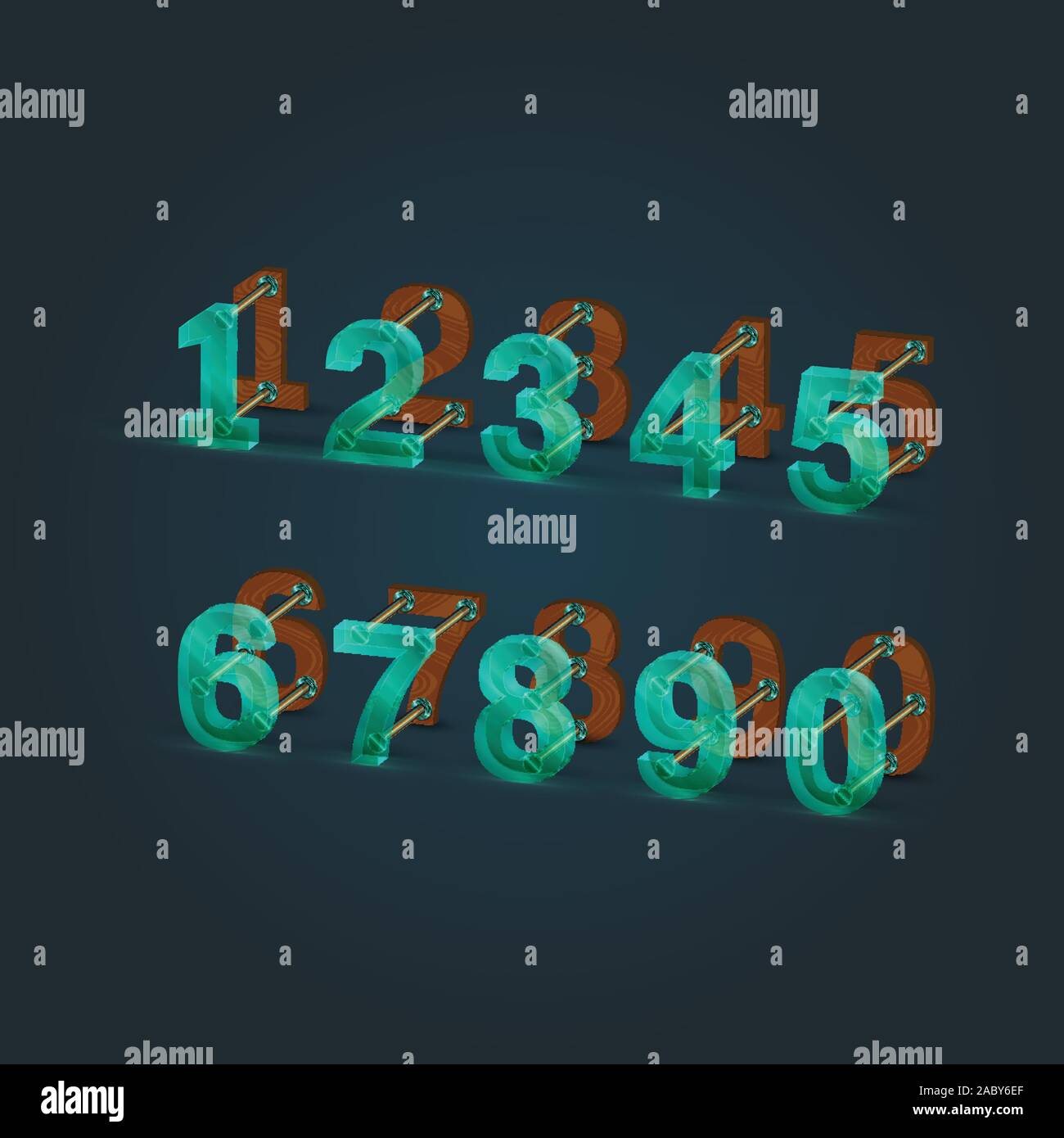 Realistic glass and wood font set, vector illustration Stock Vector ...