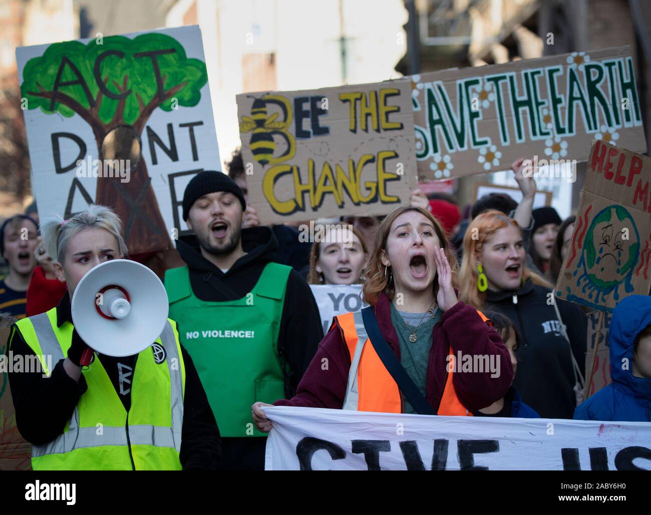 Protesters in Leeds, as tens of thousands of children across the UK ...