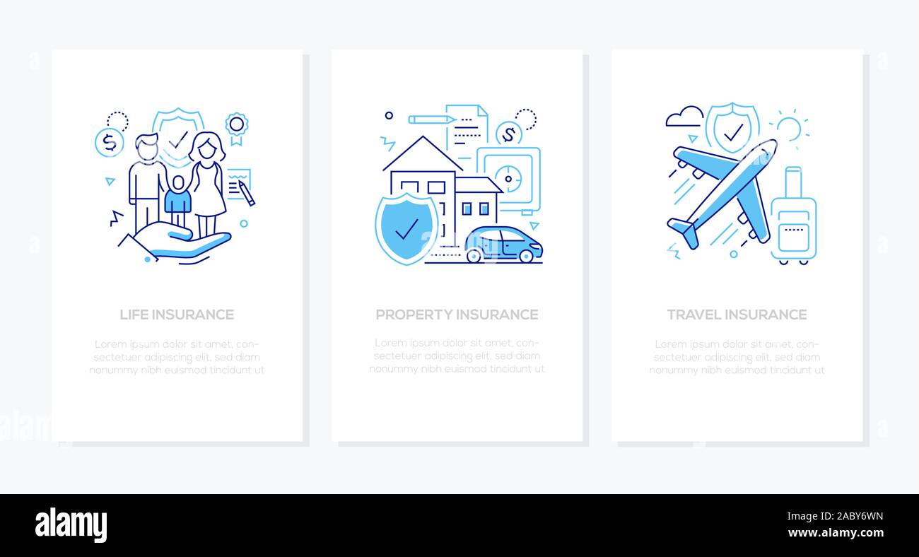 Types of insurance - line design style banners set Stock Vector Image ...