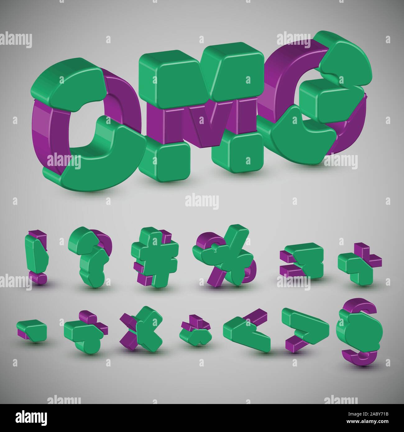 3D colorful character set from a typeset, vector Stock Vector Image ...