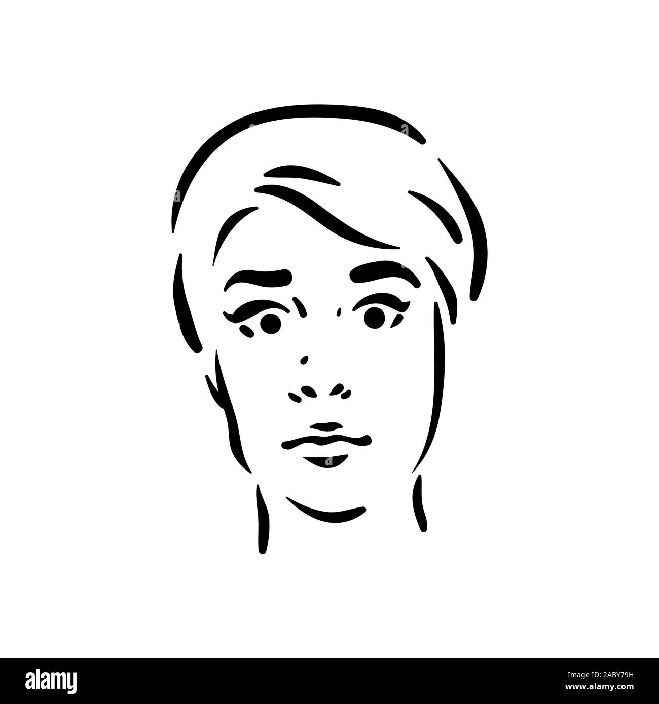 Fright scary girl face icon on white background Stock Vector Image ...