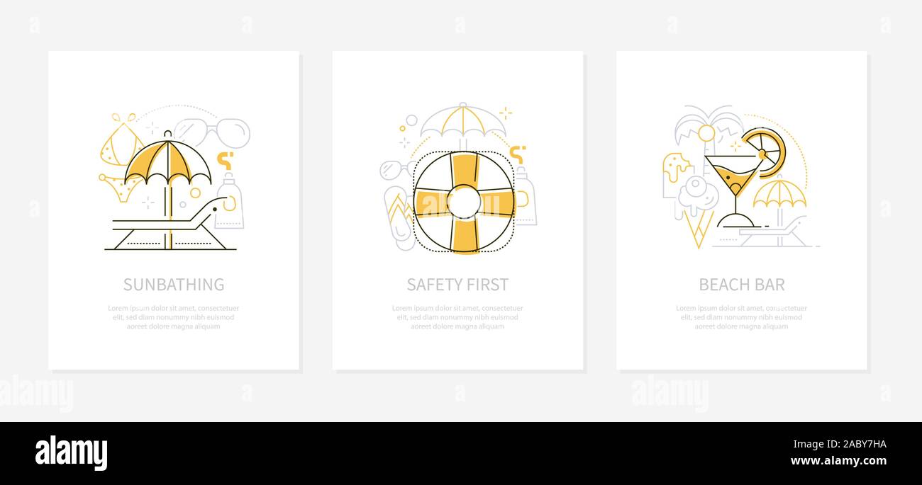 Summer vacation concept - line design style banners Stock Vector Image ...