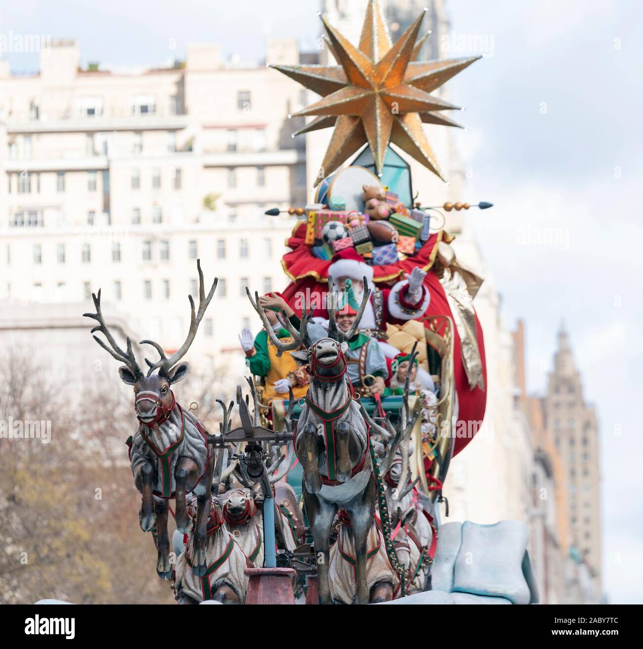 Santa Claus rides float at 93rd Annual Macy's Thanksgiving Day Parade ...