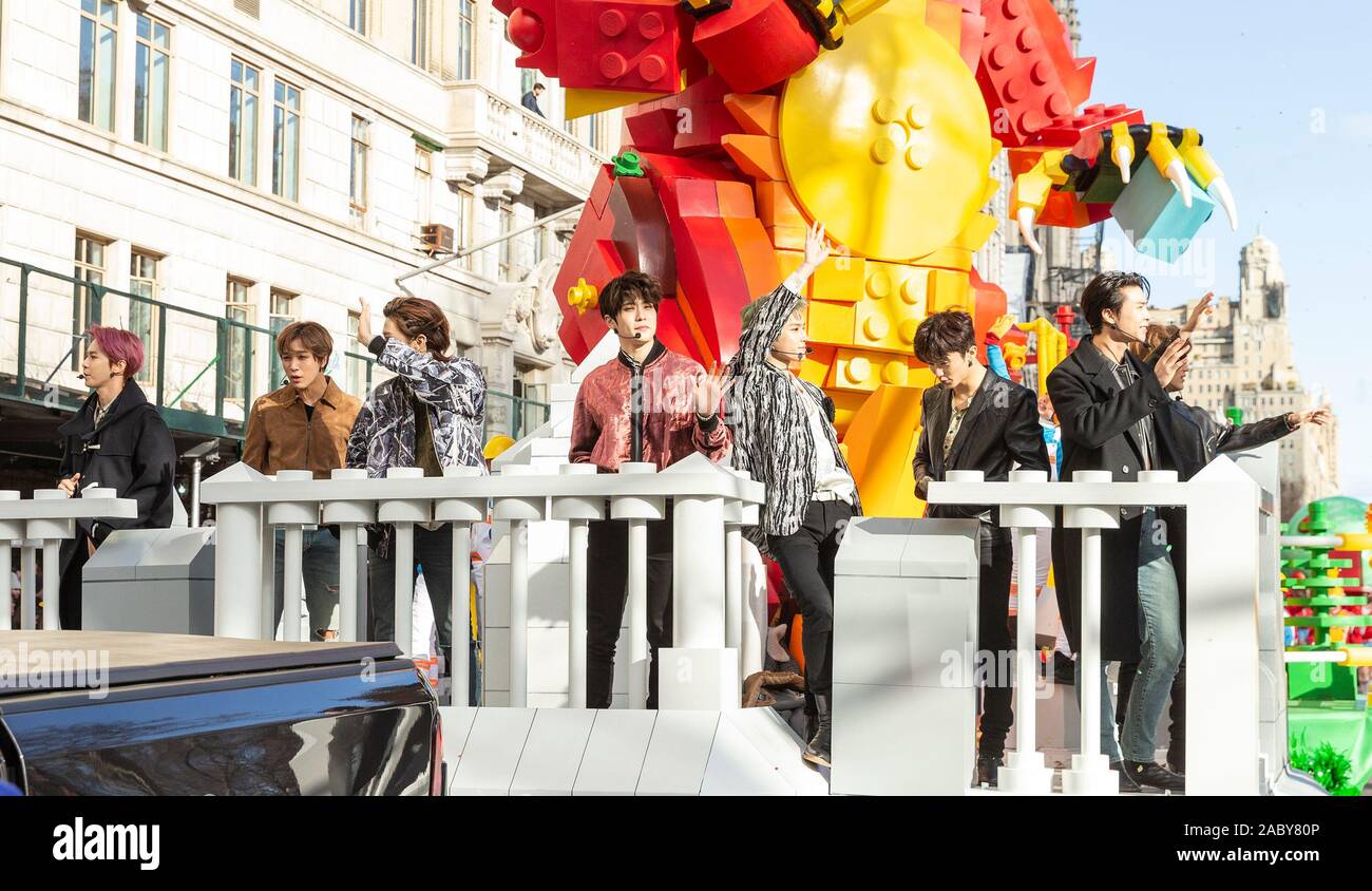 K-Pop NCT 127 group rides float Brick Changer by LEGO at 93rd Annual ...