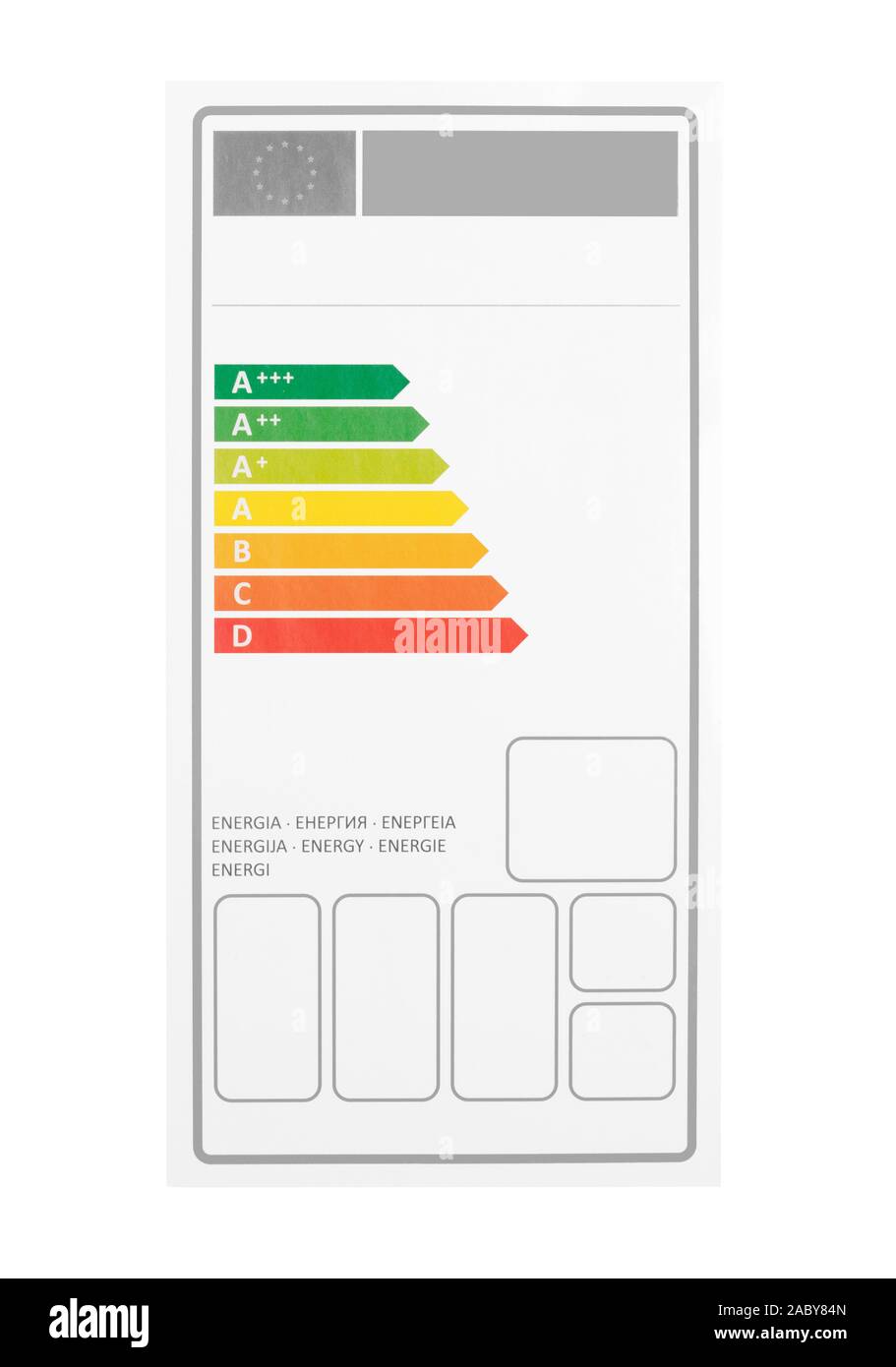 Energy label sticker, efficiency rating, isolated on white Stock Photo ...