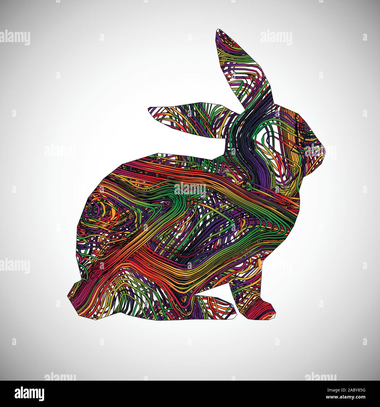 Colorful rabbit made by lines, vector illustration Stock Vector Image ...