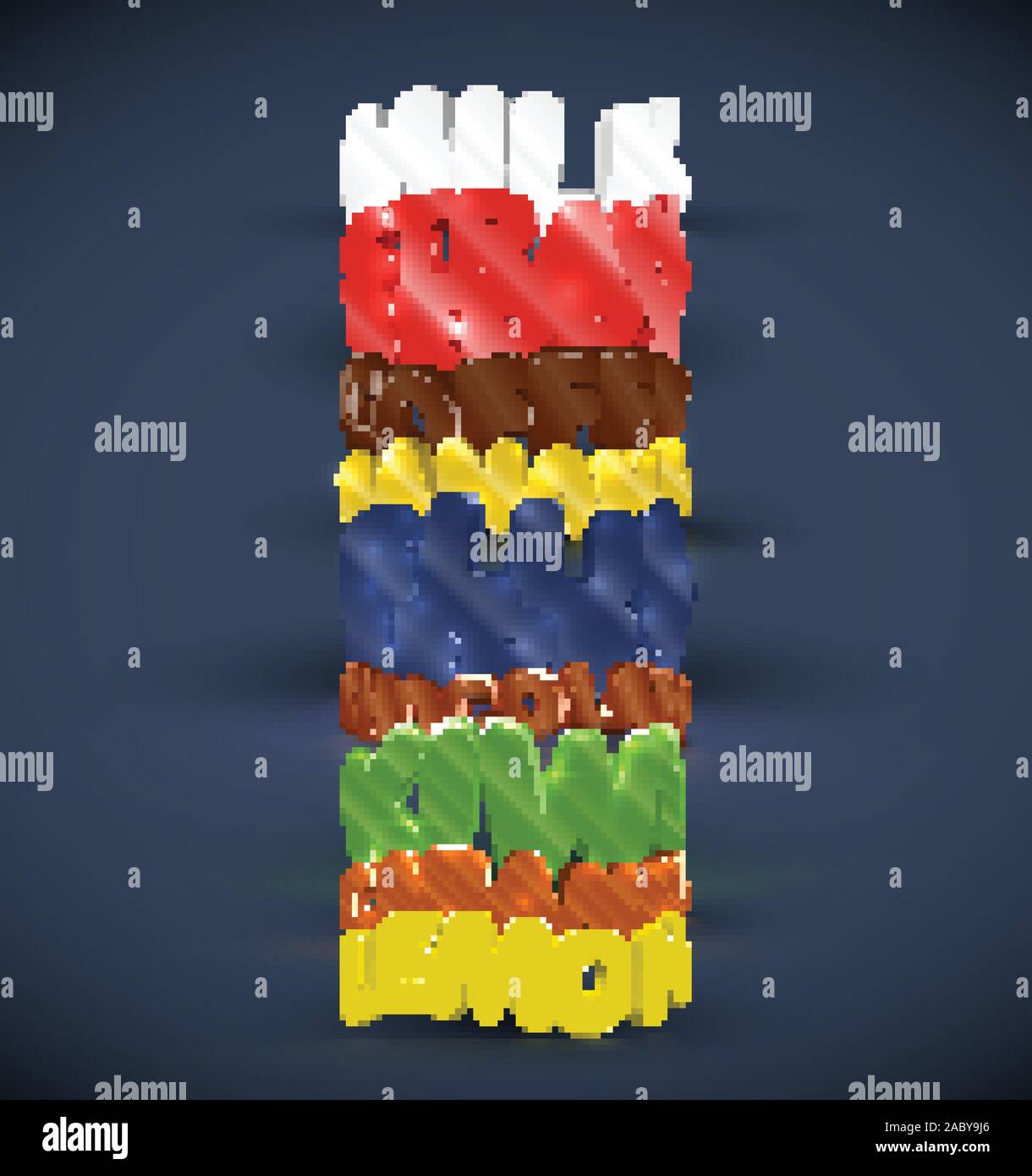 9 different flavour in 3D, vector set Stock Vector Image & Art - Alamy