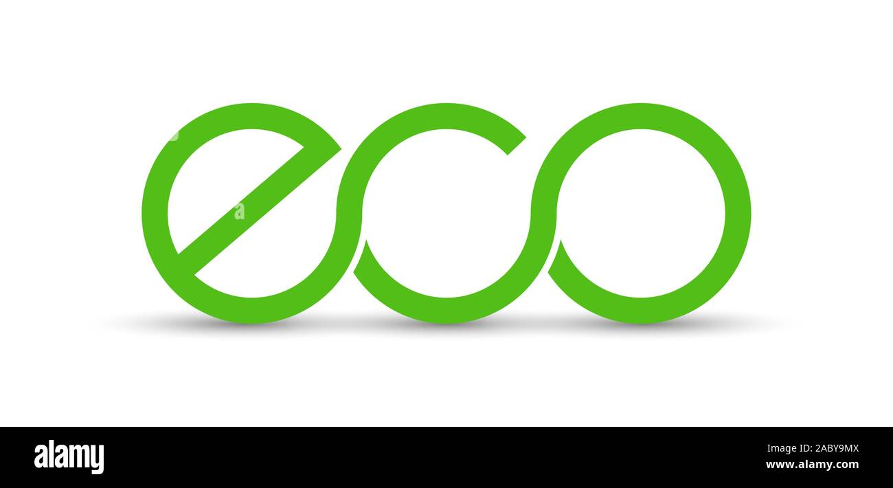 word ECO. Stylistic design. Isolated on white background. Flat design ...