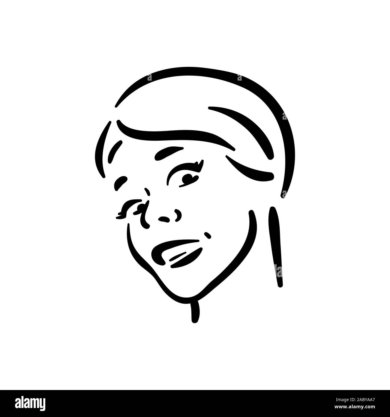 Fright scary girl face icon on white background Stock Vector Image ...