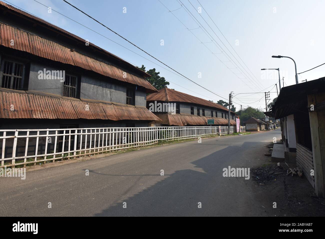 Old two story mud houses of the Birsingha Bhagabati Vidyalaya and ...