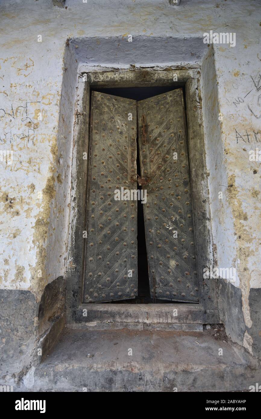 Old mud house door of the Birsingha Bhagabati Vidyalaya. Birsingha ...