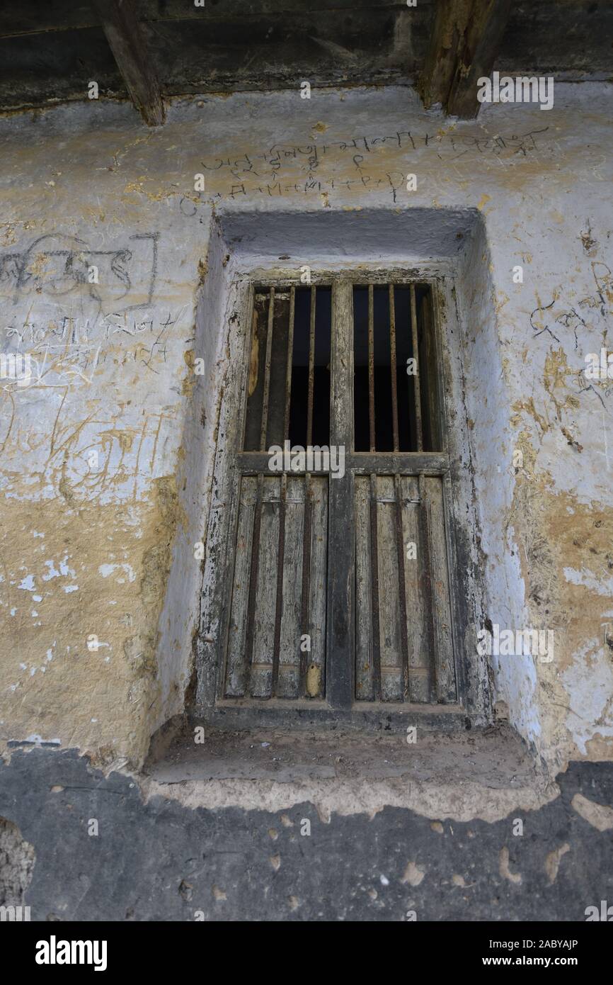 Old mud house window of the Birsingha Bhagabati Vidyalaya. Birsingha ...