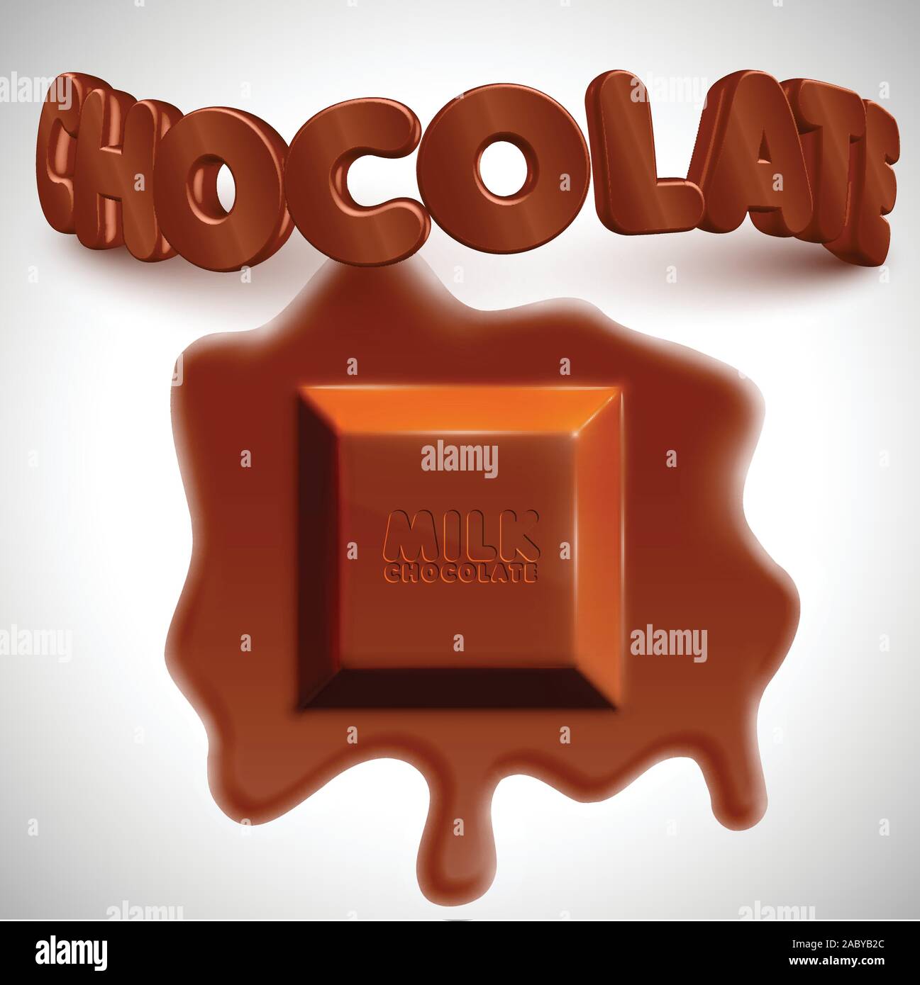 Melting 3D realistic chocolate cube, vector Stock Vector Image & Art ...