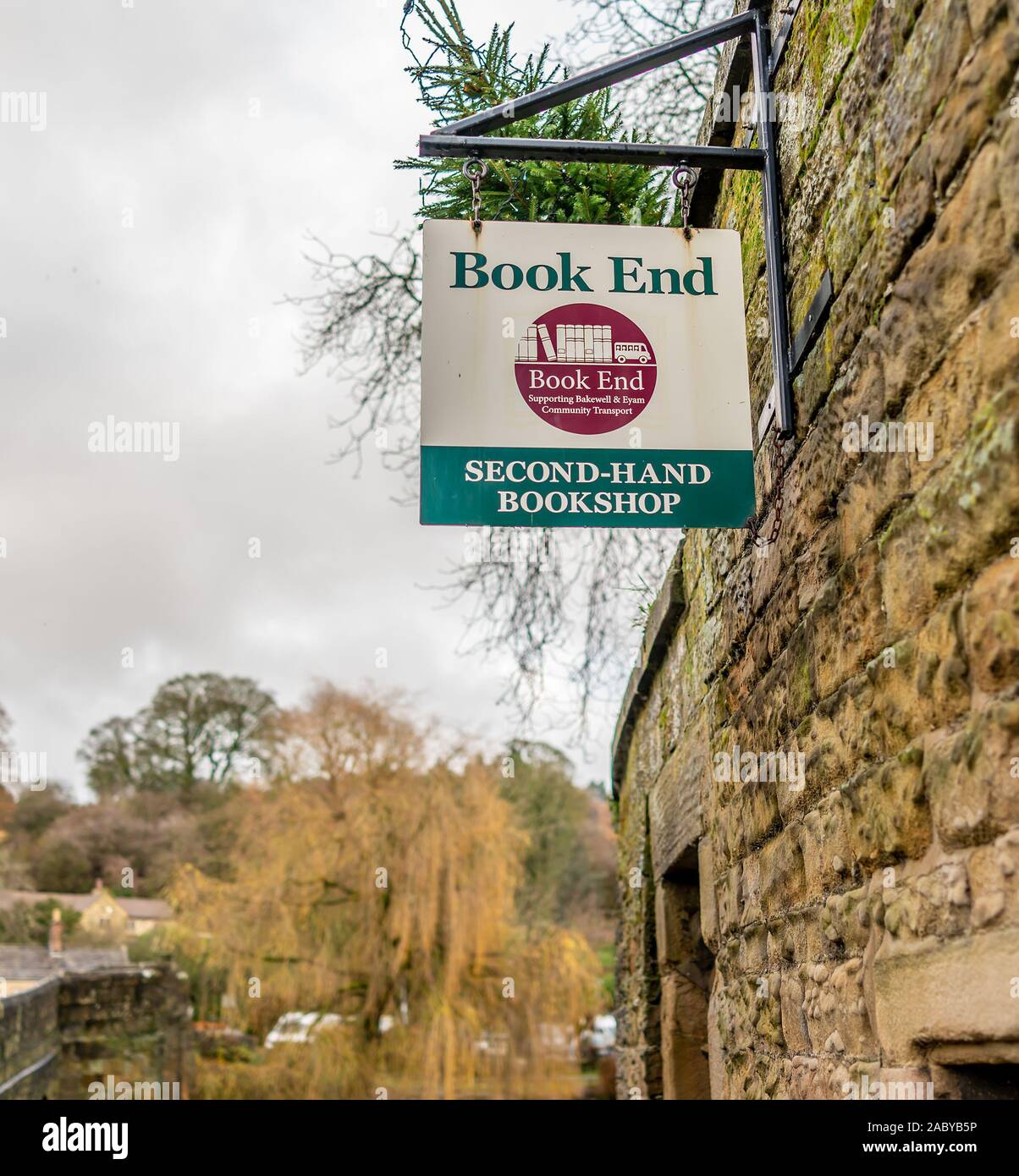 The shop sign of the Book End community used book shop in the ...