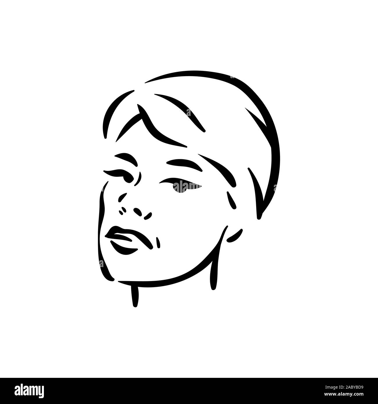 Sceptical face emotion icon on white background Stock Vector Image ...