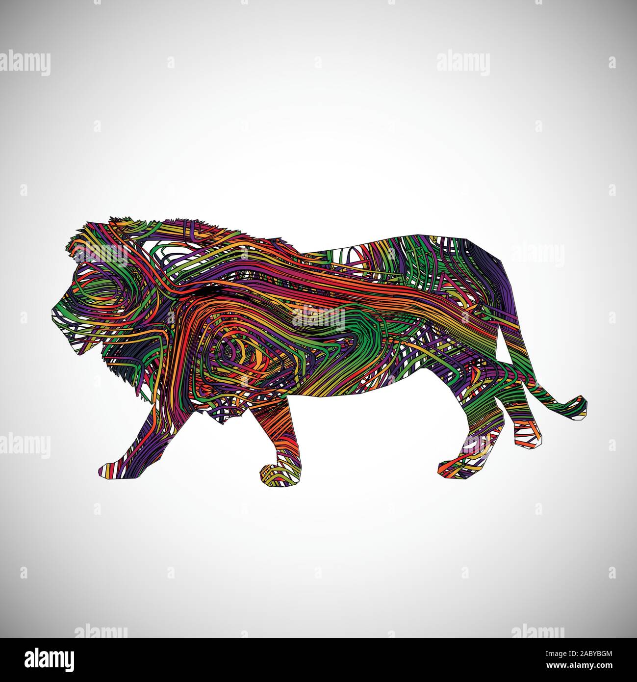 Colorful lion made by lines, vector illustration Stock Vector Image ...