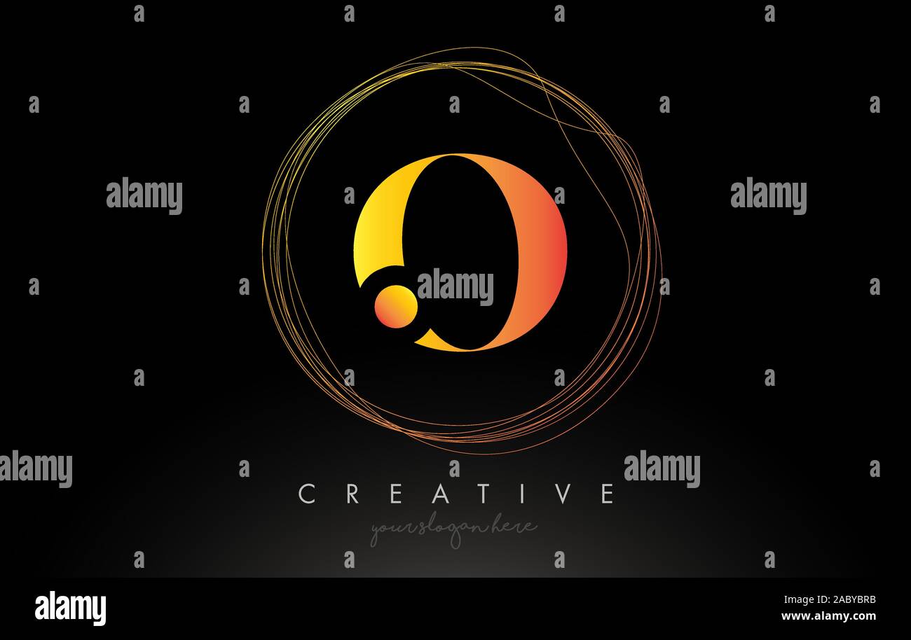 Gold Artistic O Letter Logo Design With Creative Circular Wire Frame ...