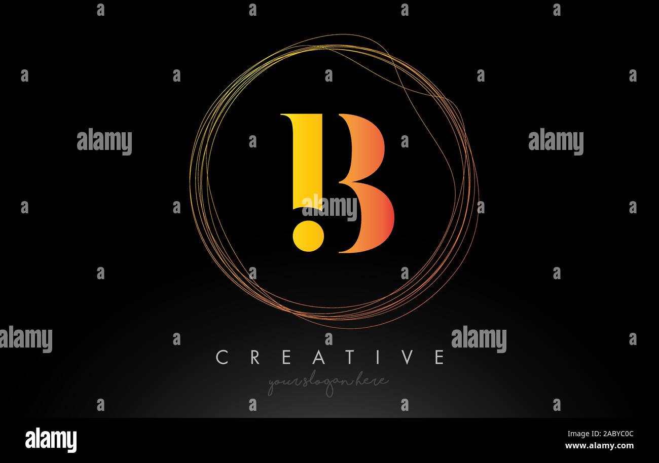 Gold Artistic B Letter Logo Design With Creative Circular Wire Frame ...