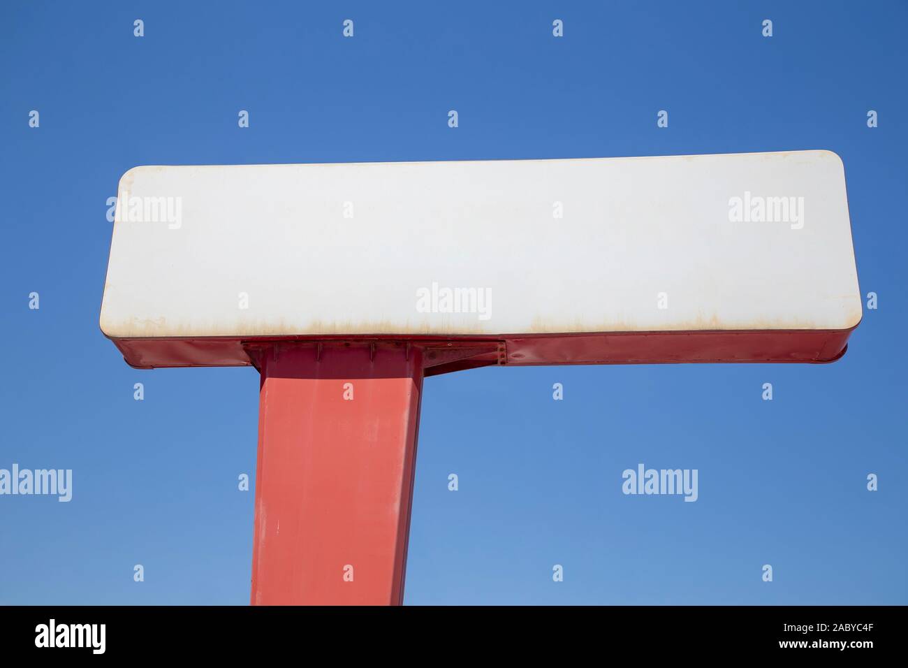 Big blank metal street sign for your text with sky background. Iron ...