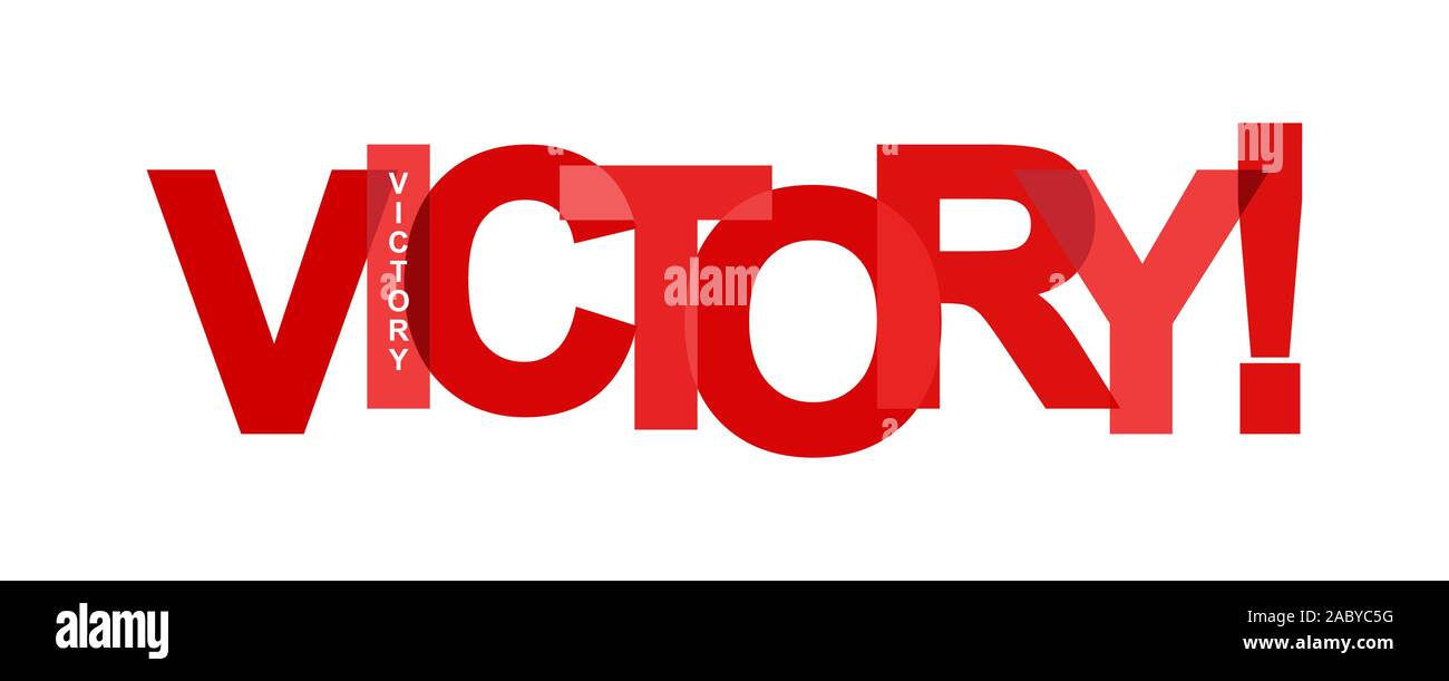 Word Victory. Banner in red shades. Stylistic design. Isolated on white ...