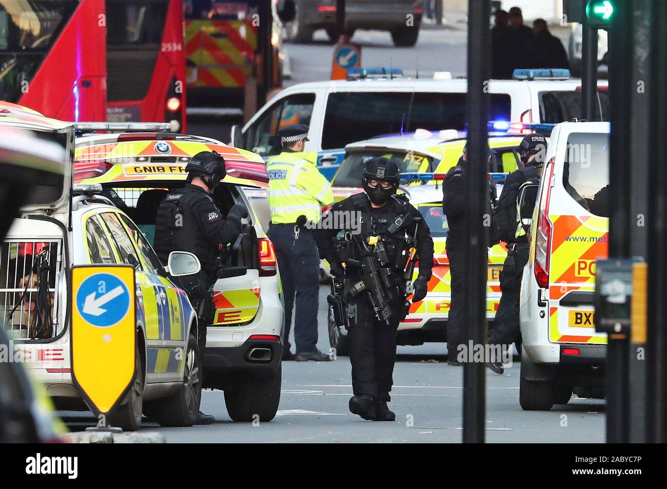 Armed police and emergency services at the scene of an incident on ...