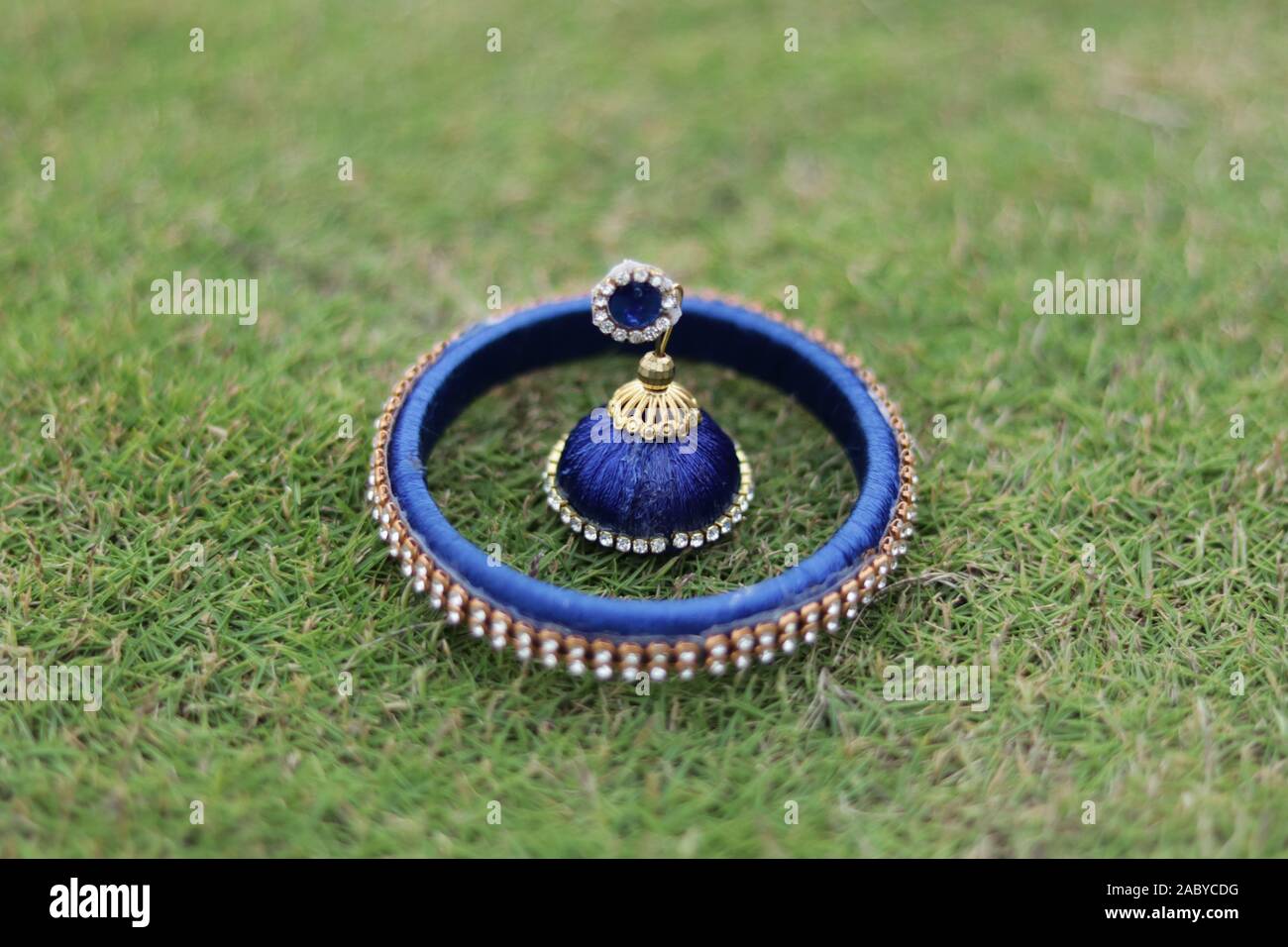 Indian Traditional New Look Of blue colour Handmade Thread Bangle and ...