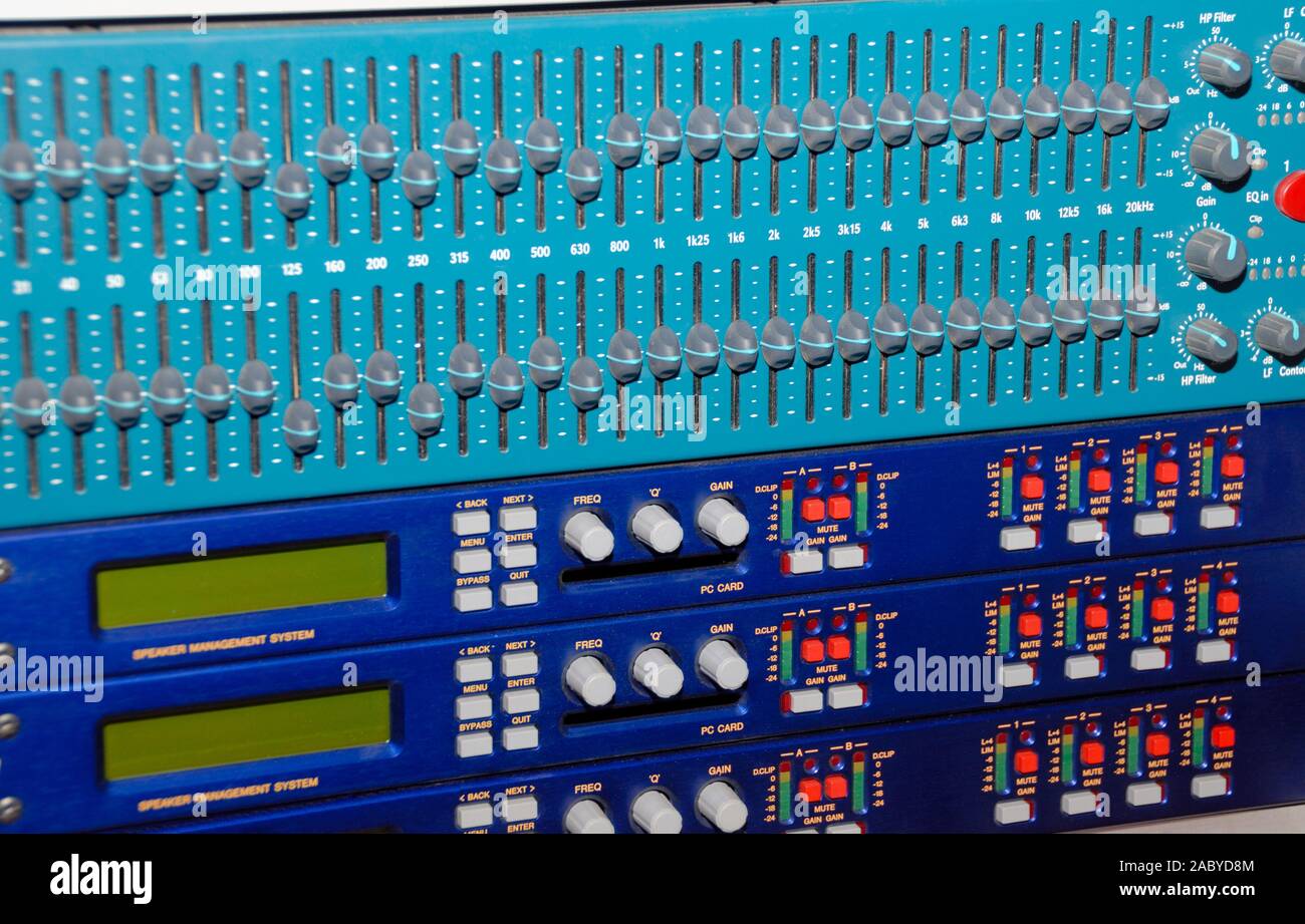 Audio effects processors in a rack. Sound Recording Equipment (Media ...