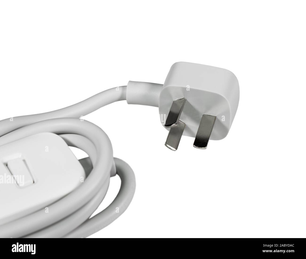 Electrical power cable with chinese plug. Object is isolated on white ...