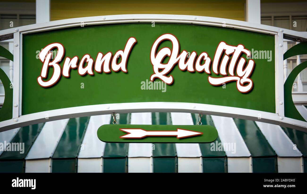 Street Sign the Direction Way to BRAND QUALITY Stock Photo - Alamy