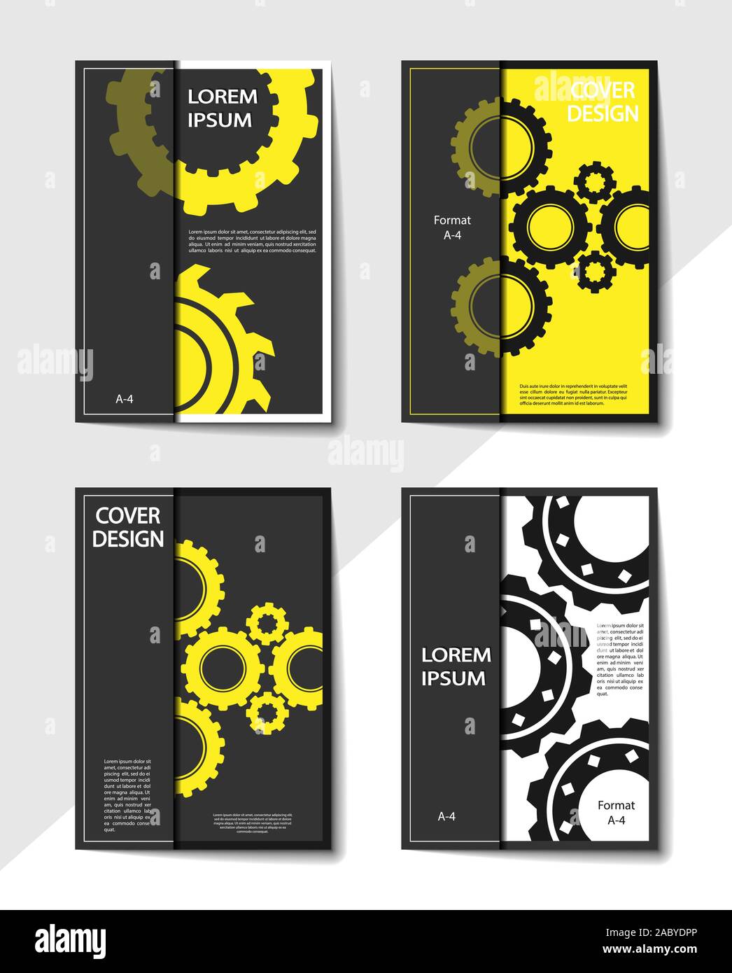Editable business cover design with gears. Mechanical design for ...