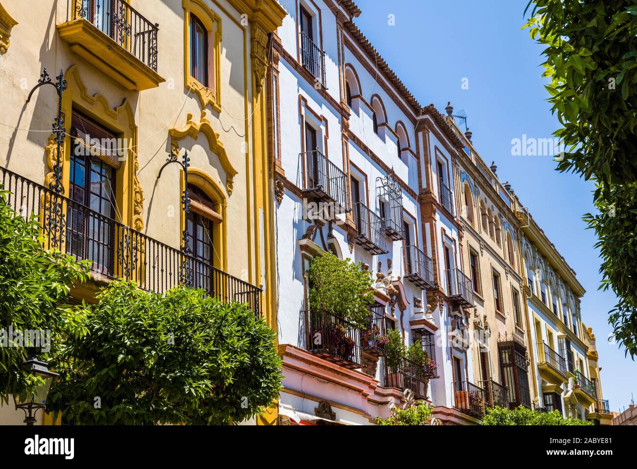 Santa Cruz, the old Jewish Quarter in Seville Andalusia Spain Stock ...