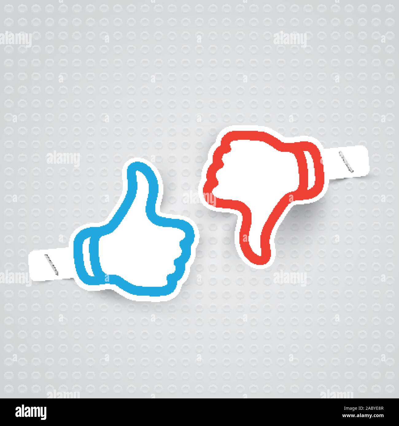 Realistic paper-made thumbs up and down, vector illustration Stock ...