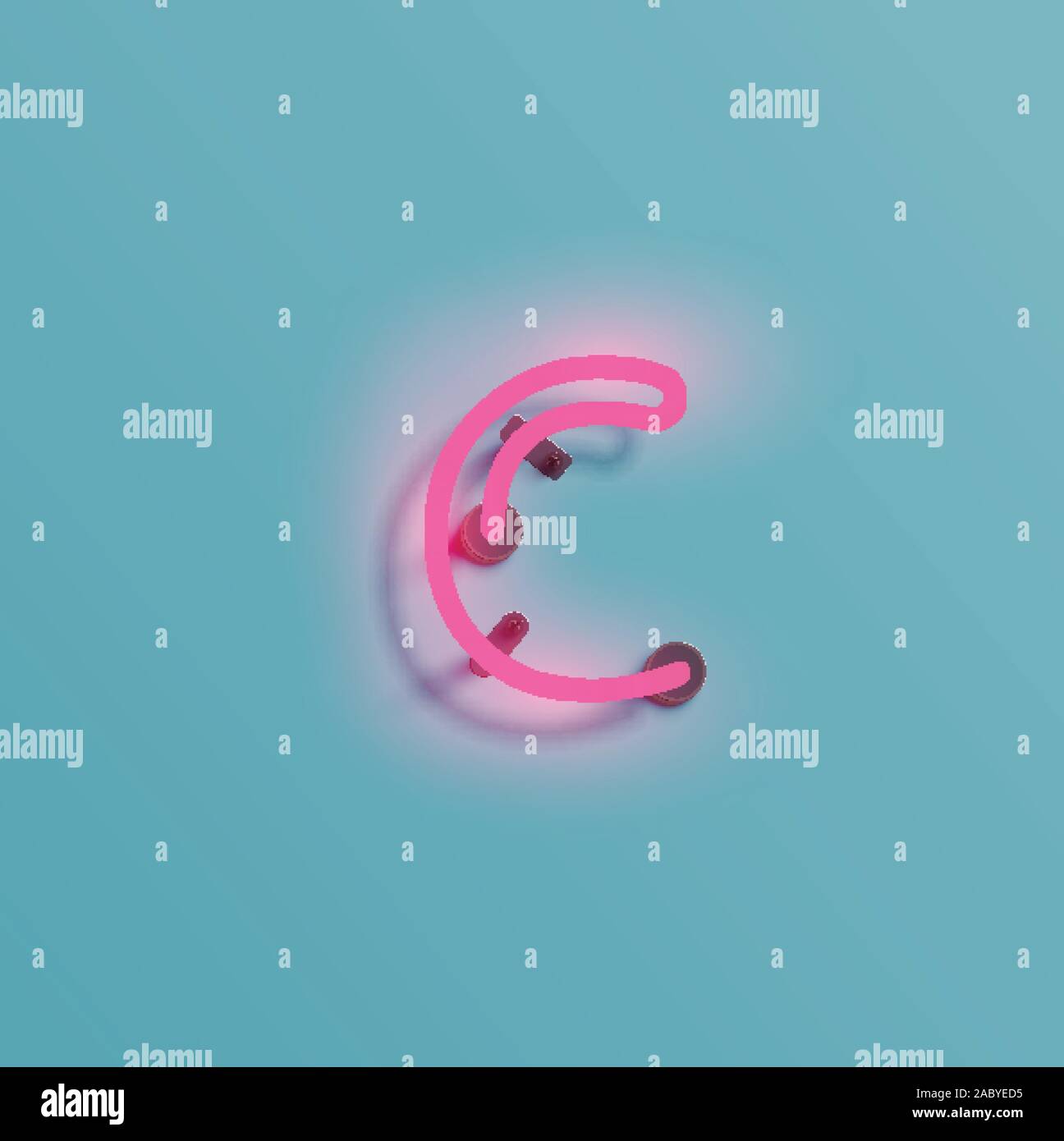 Realistic neon character from a typeset, vector Stock Vector Image ...