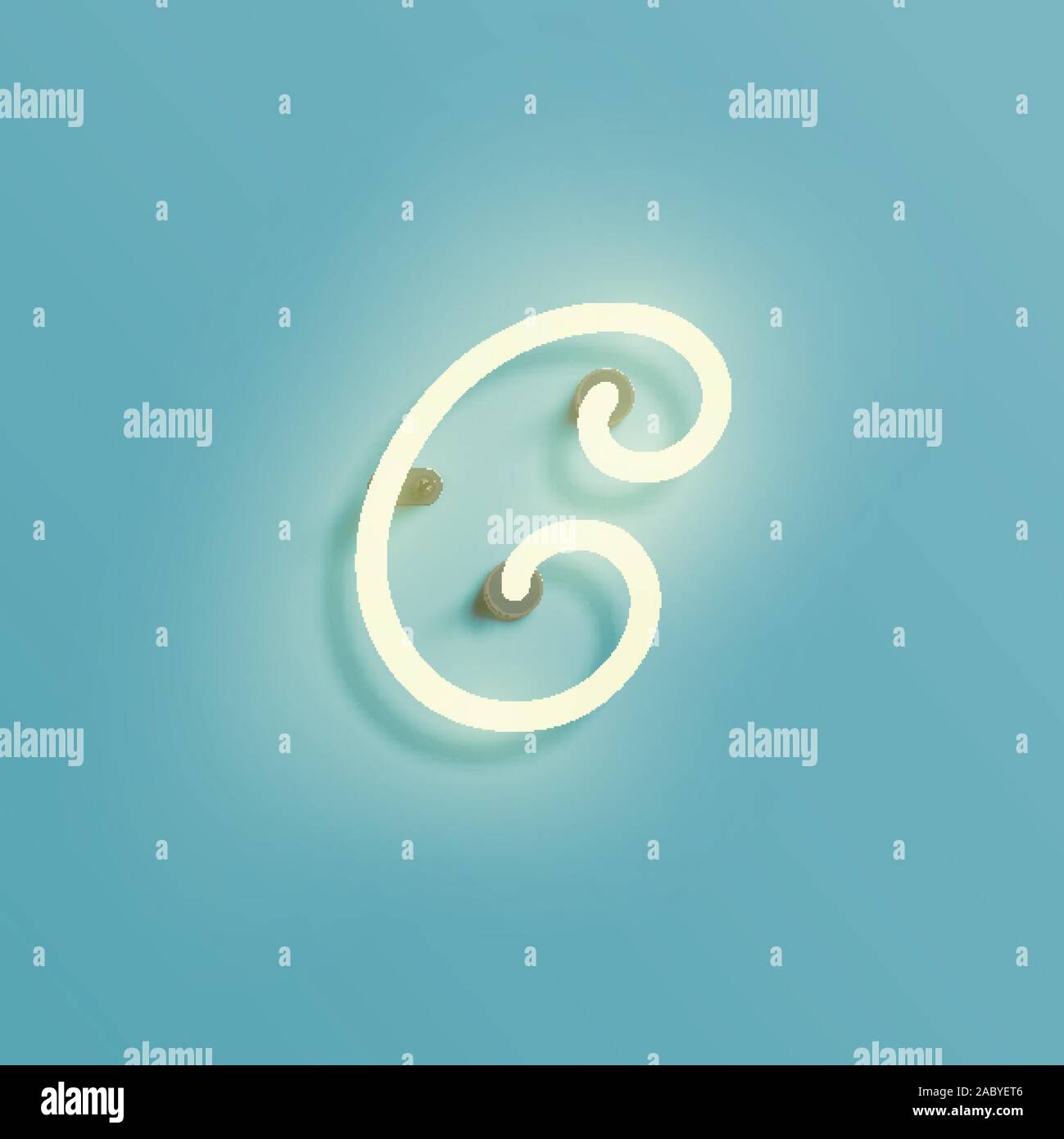 Realistic neon character from a typeset, vector Stock Vector Image ...