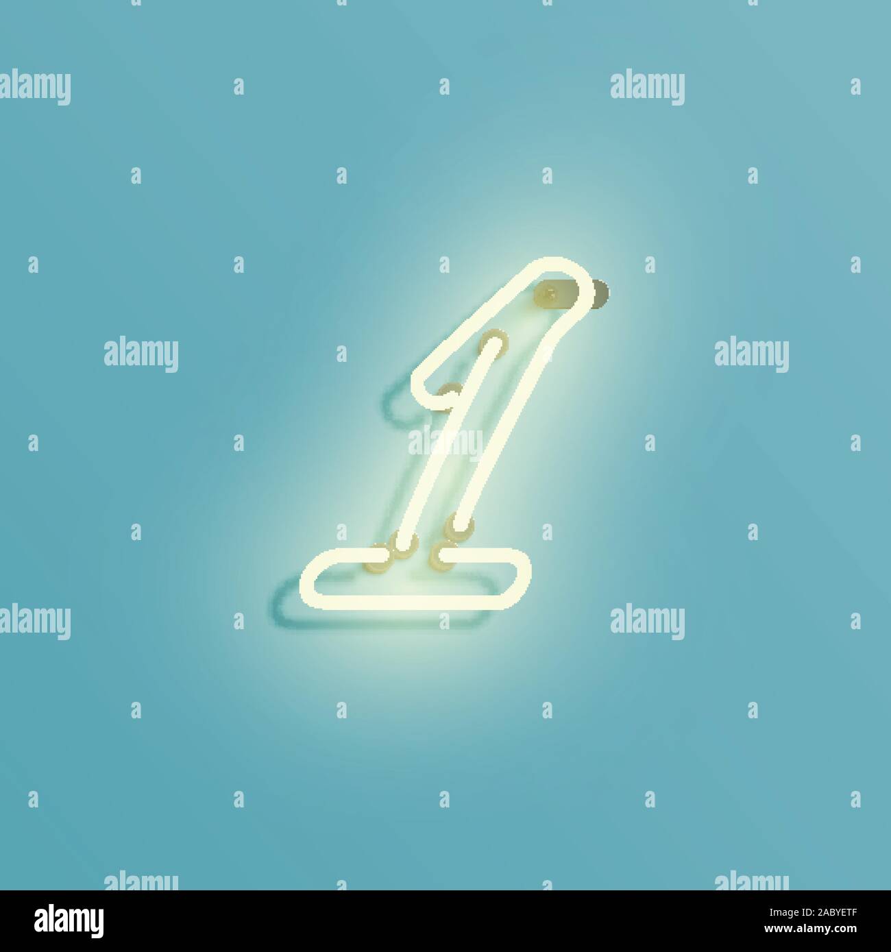 Realistic neon character from a typeset, vector Stock Vector Image ...