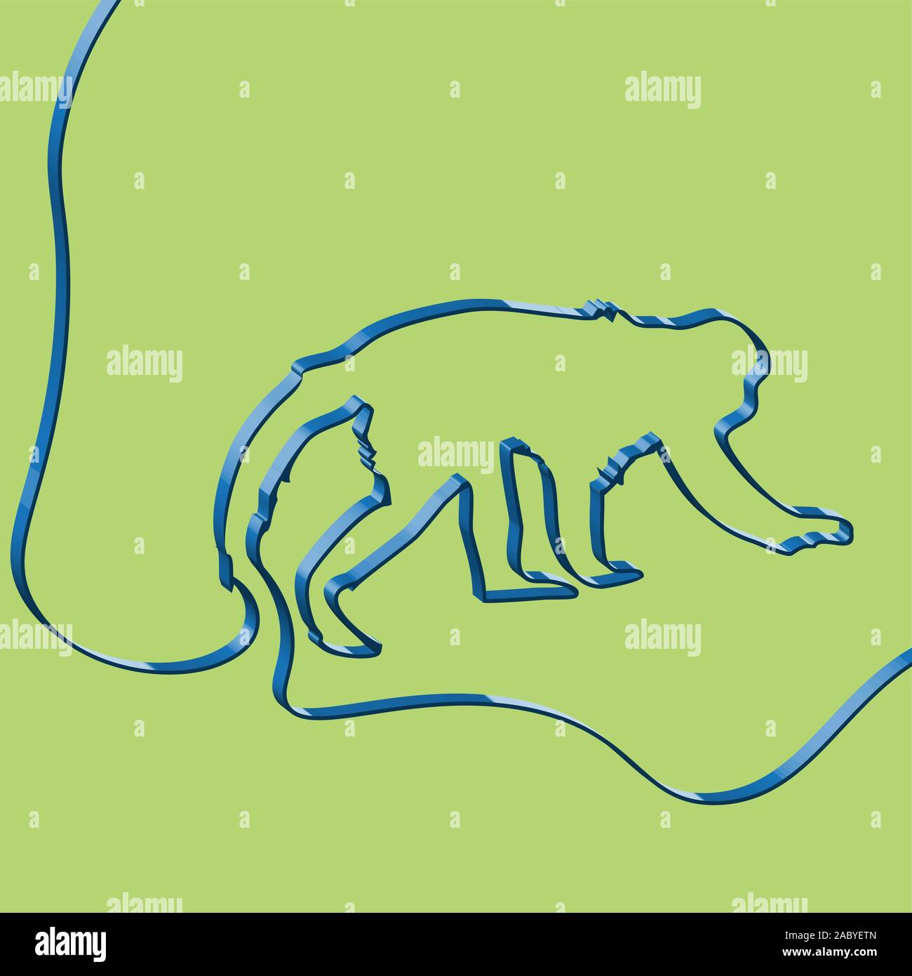 Realistic ribbon shapes an animal, vector illustration Stock Vector ...