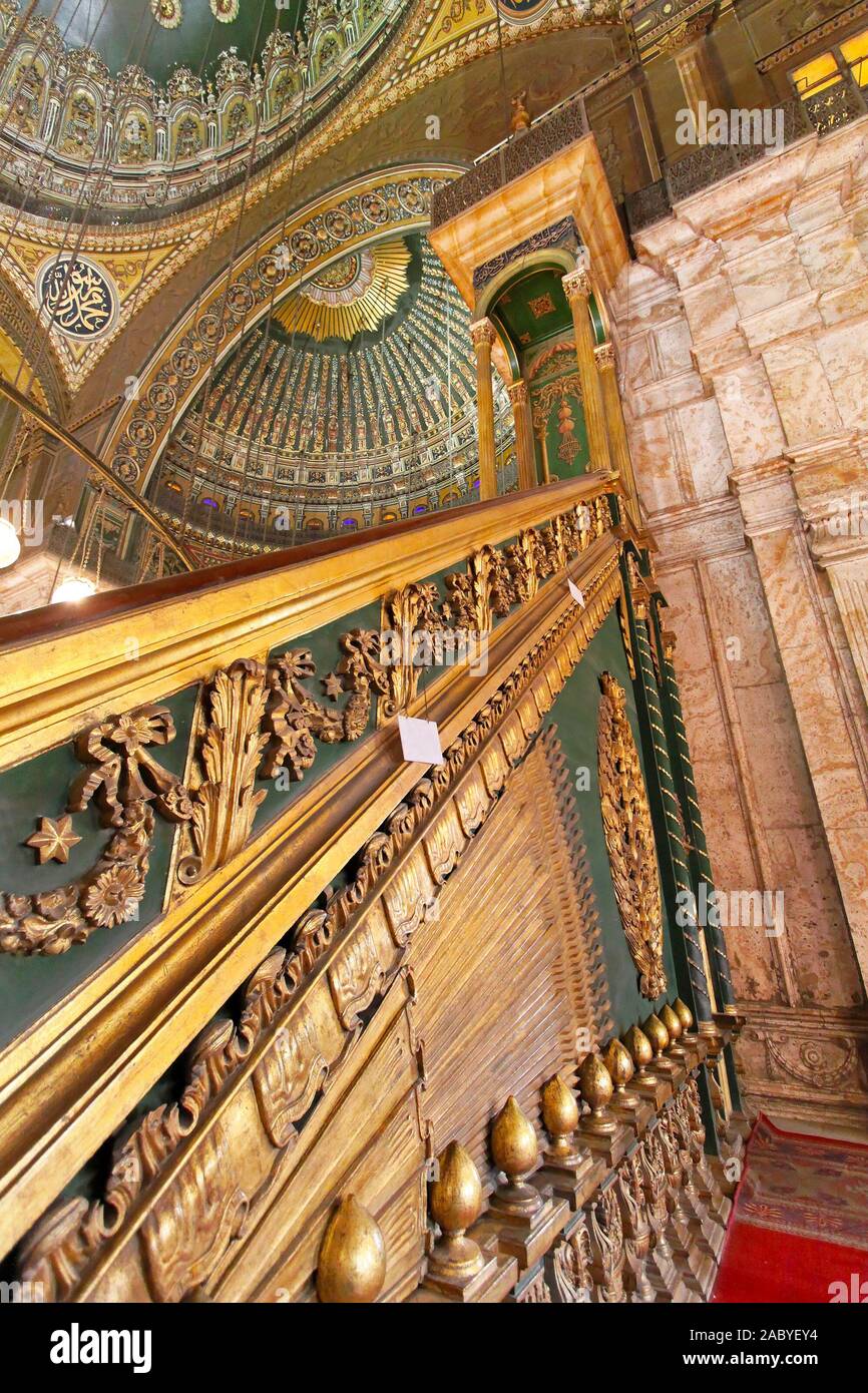 Muhammad Ali Pasha Mosque interior with Minbar Stock Photo - Alamy