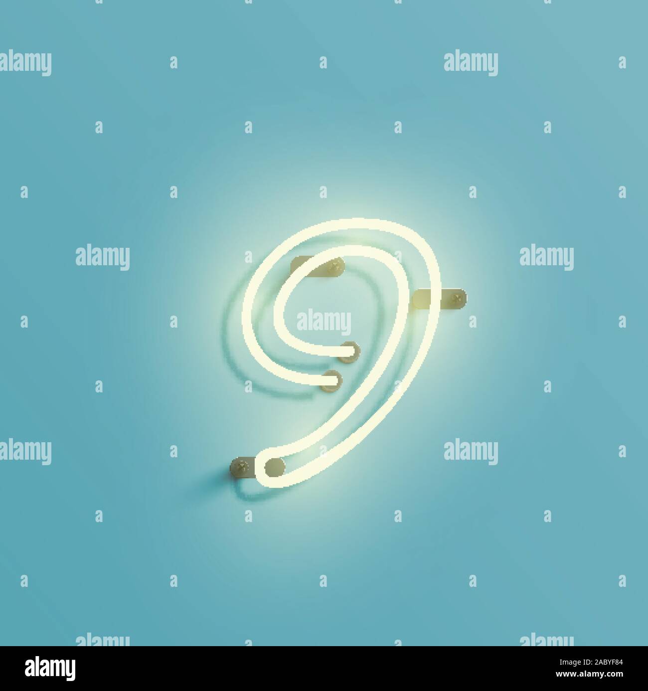 Realistic neon character from a typeset, vector Stock Vector Image ...