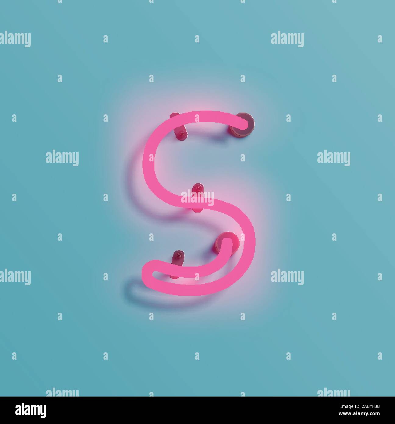 Realistic neon character from a typeset, vector Stock Vector Image ...