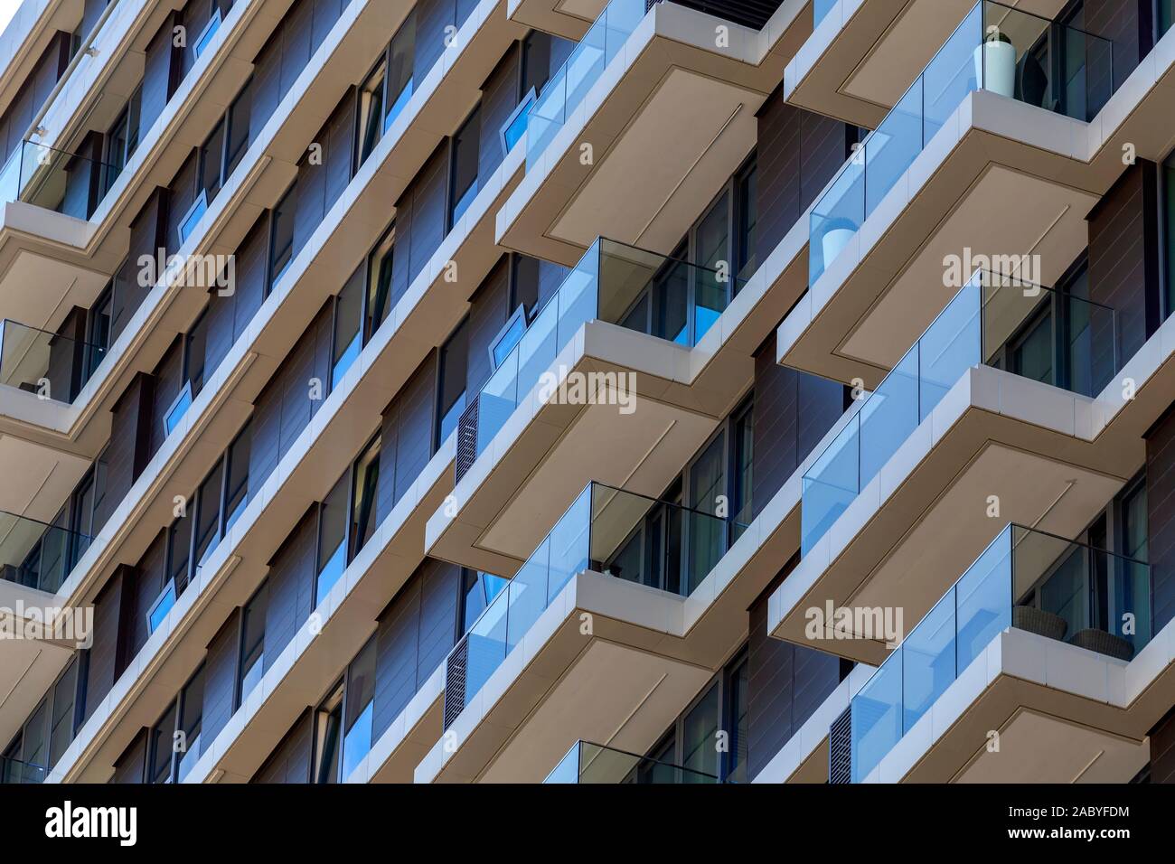 Modern high rise apartment buildings with architectural details Stock ...