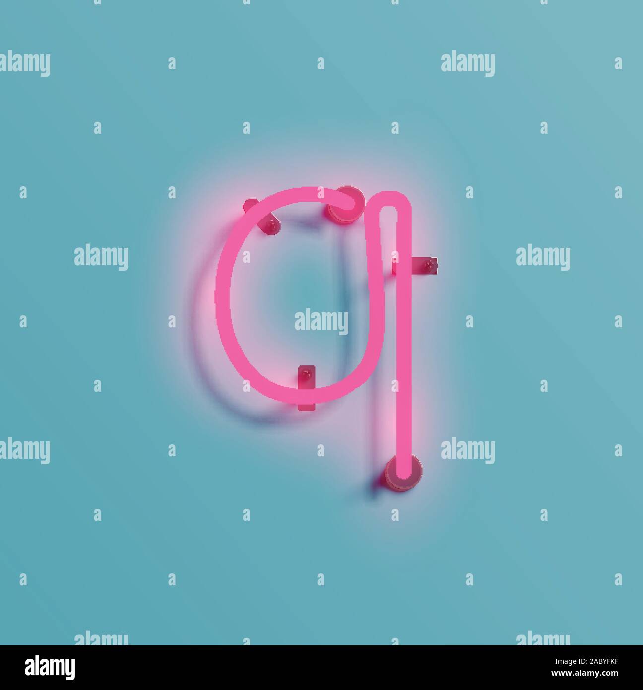 Realistic neon character from a typeset, vector Stock Vector Image ...