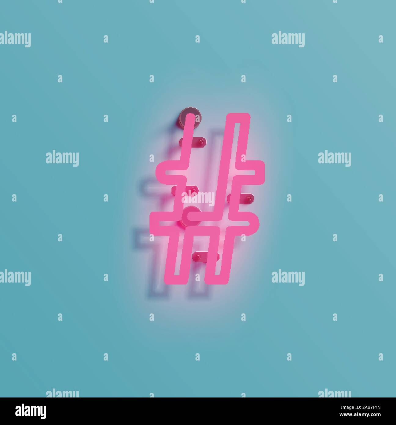 Realistic neon character from a typeset, vector Stock Vector Image ...