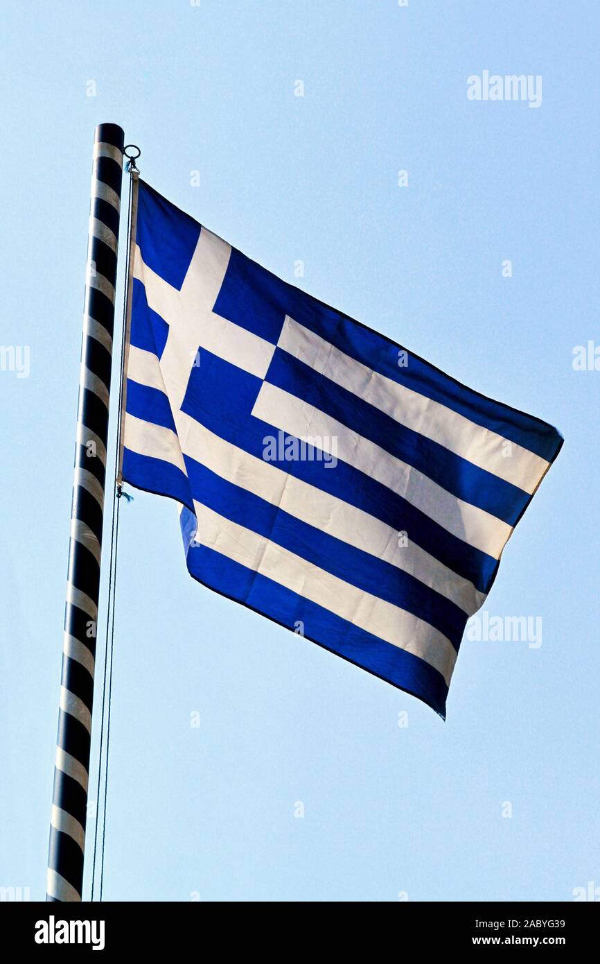 Flag of greece flying hi-res stock photography and images - Alamy
