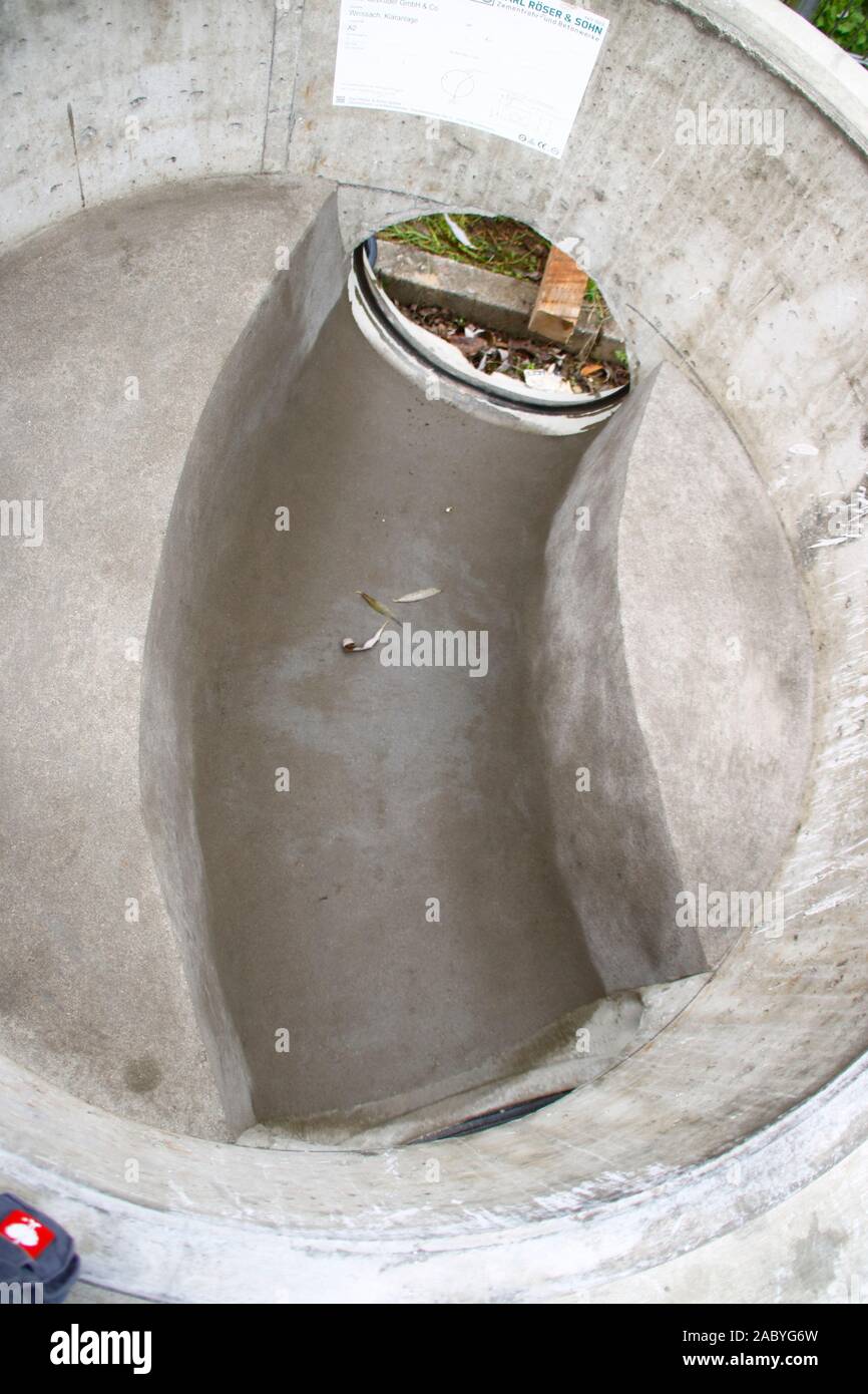 View from above into a sewer manhole Stock Photo - Alamy