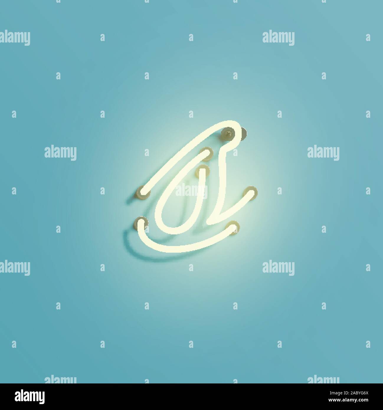 Realistic neon character from a typeset, vector Stock Vector Image ...