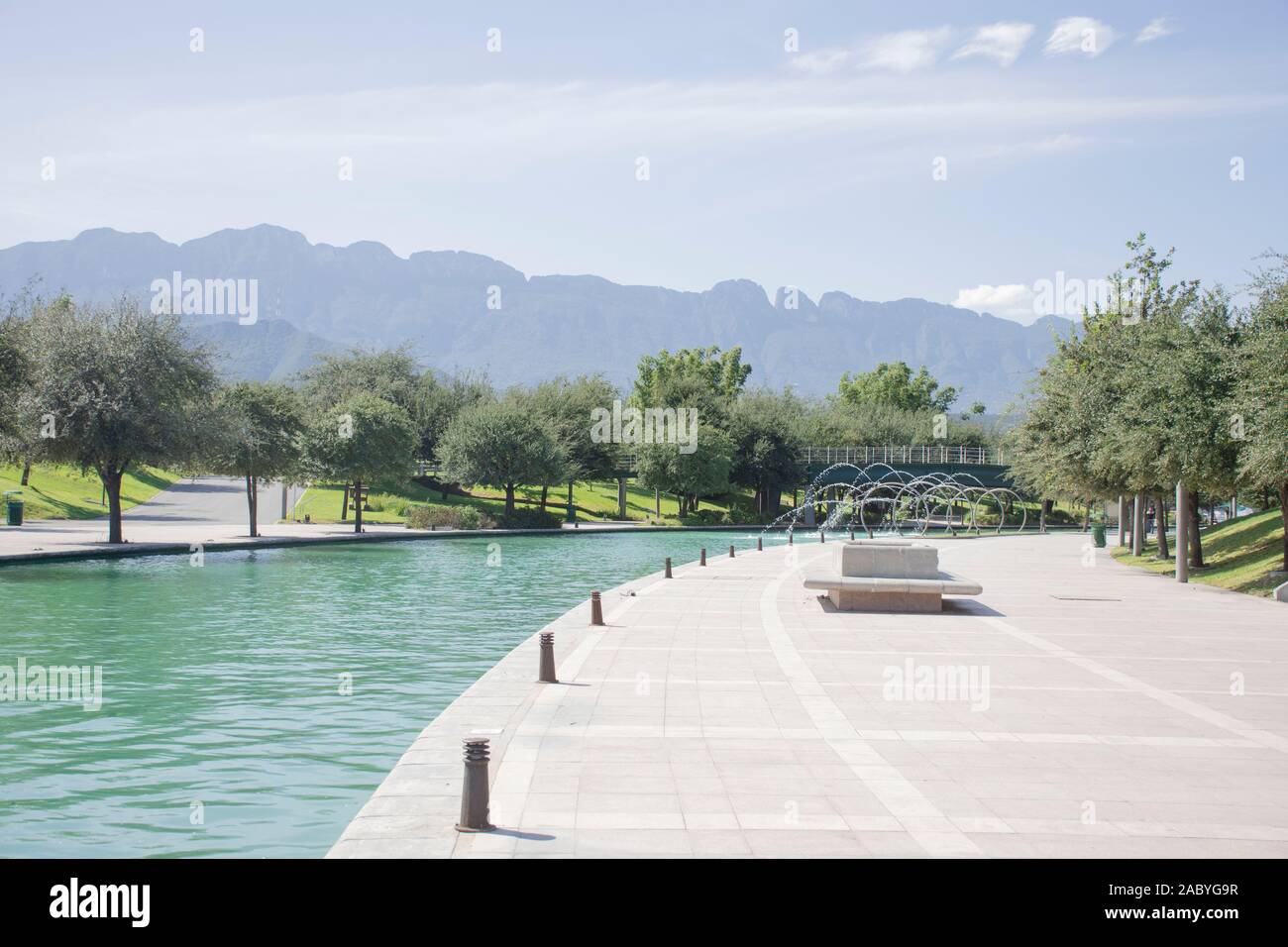 View of the Lake from Paseo Santa Lucia Monterrey Stock Photo - Alamy