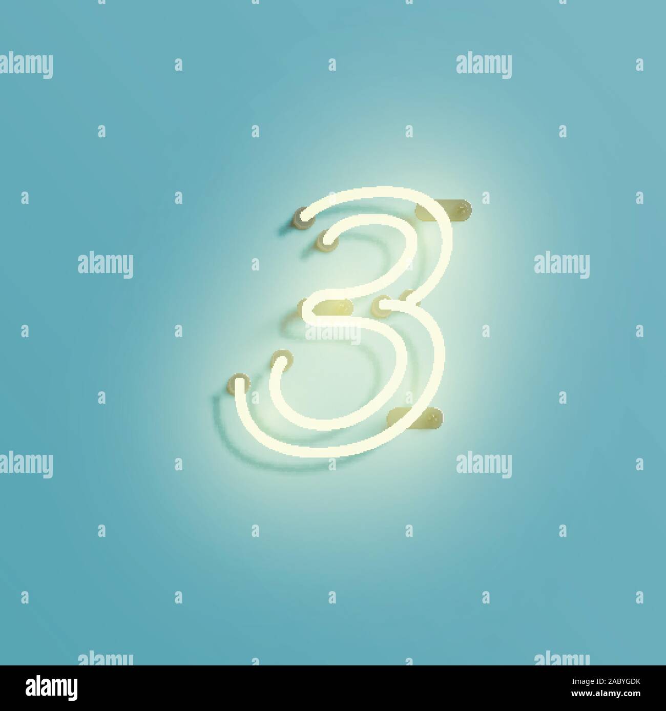 Realistic neon character from a typeset, vector Stock Vector Image ...